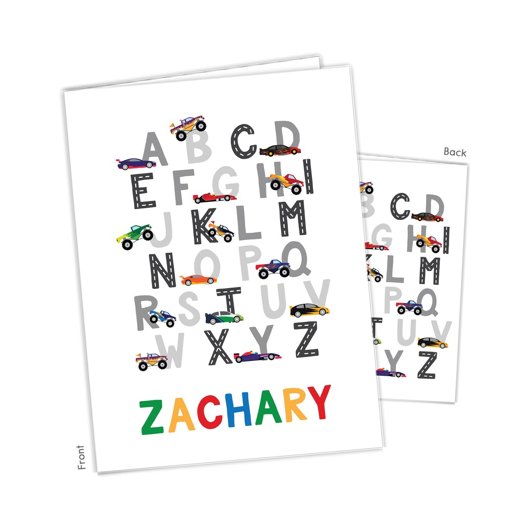 Monster Truck Cars Abc's Alphabet Transportation Personalized Folder 2 ...