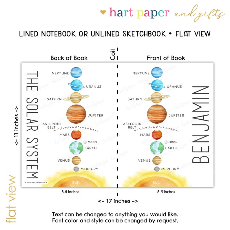 Outer Space Planets Solar System Personalized Notebook Sketchbook ...