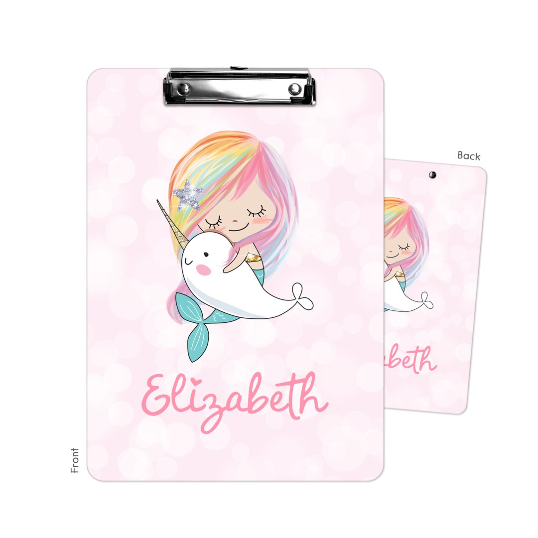 Mermaid Narwhal Unicorn Personalized Clipboard Back to School Supplies ...