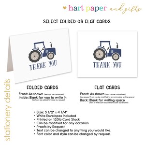 Tractor Thank You Personalized Cards • Folded Flat Stationery Custom ...
