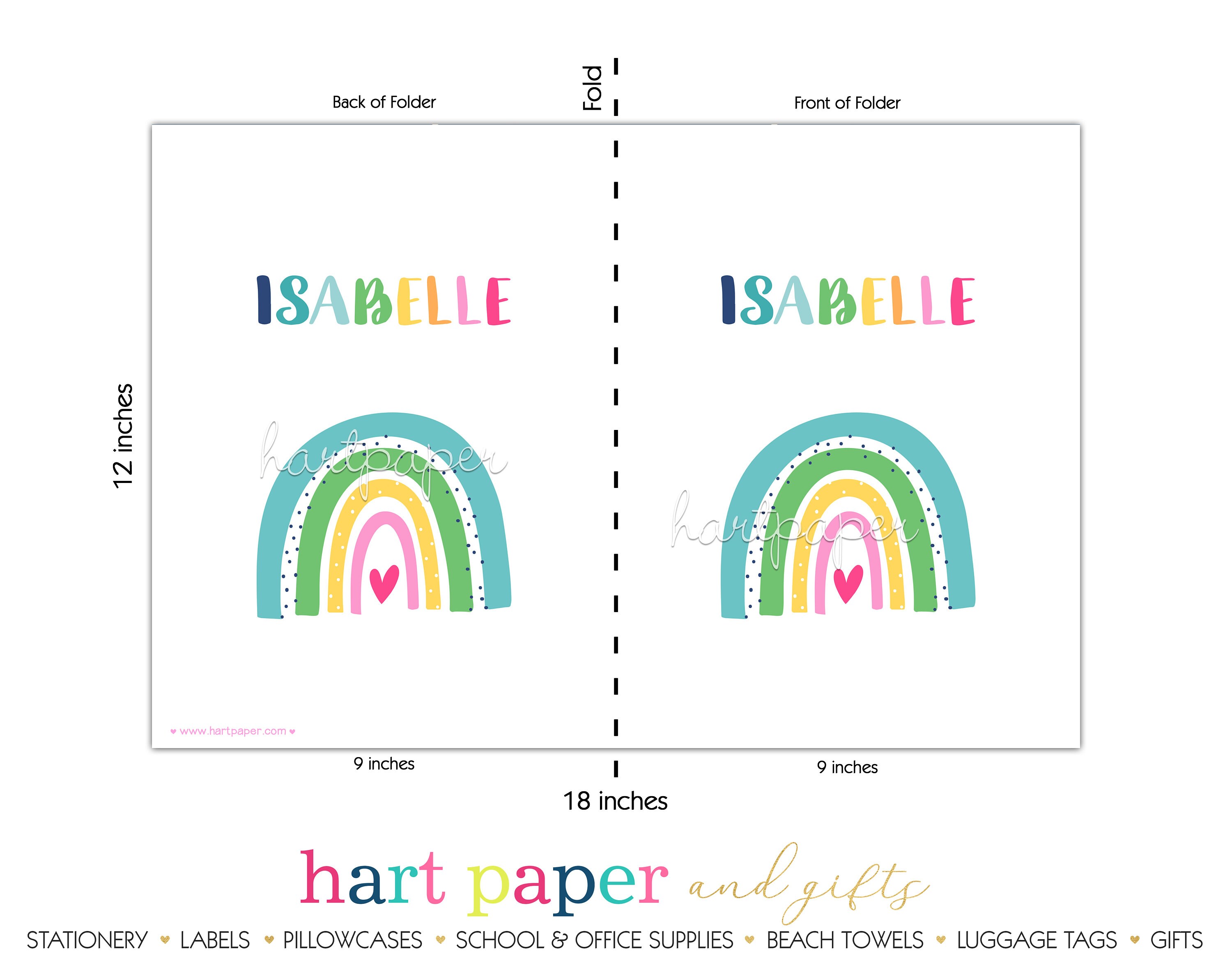 Modern Rainbow Personalized Folder 2 Pocket Back to School | Etsy