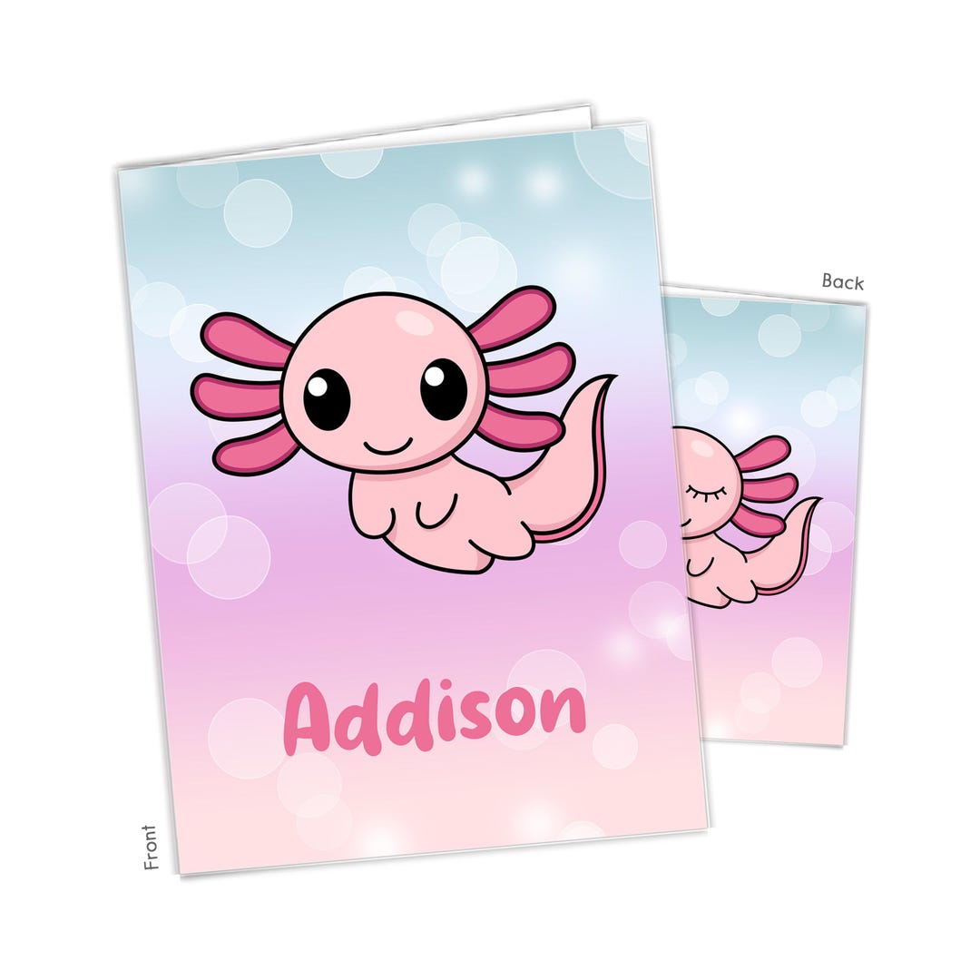 Axolotl Fish Rainbow Personalized Folder 2 Pocket • Back to School ...