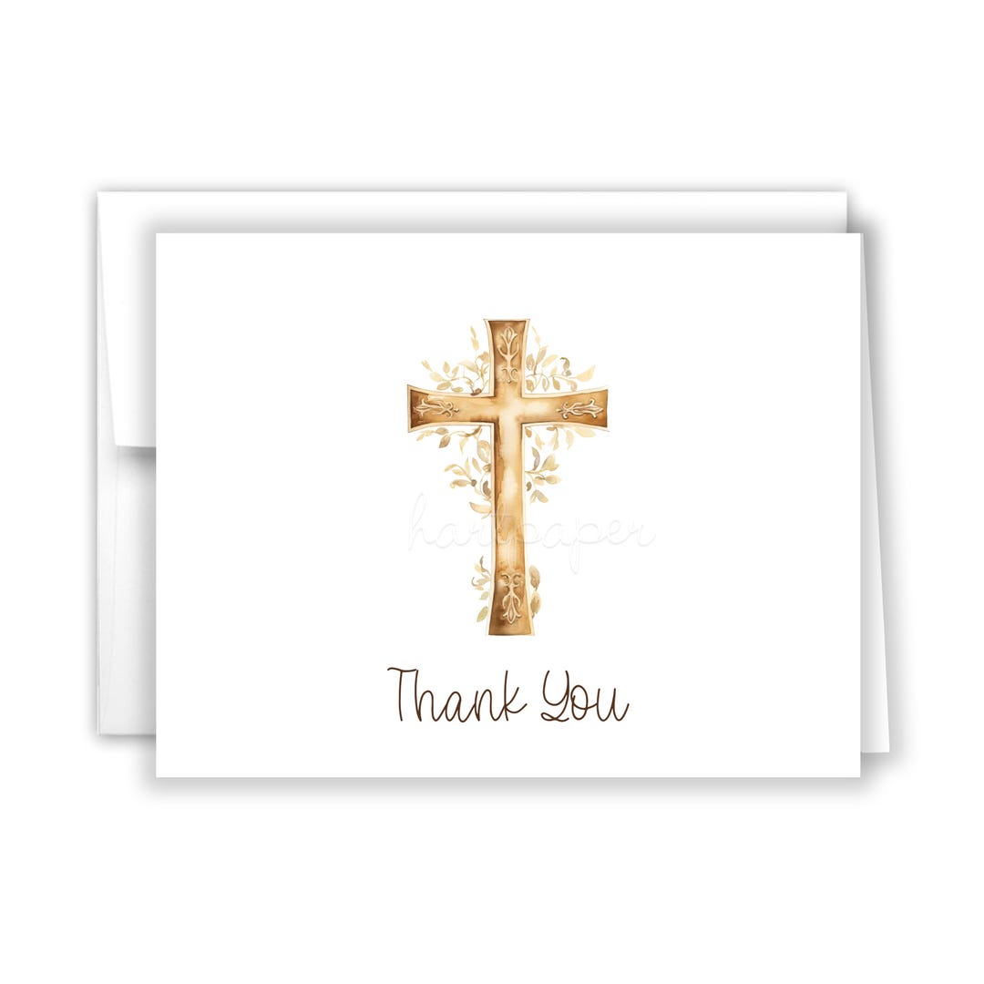 Cross Thank You Personalized Cards Folded Flat Card Stationery Custom ...