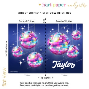 Retro Rainbow Disco Ball Personalized Folder 2 Pocket Back to School ...