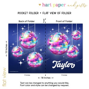 Retro Rainbow Disco Ball Personalized Folder 2 Pocket Back to School ...