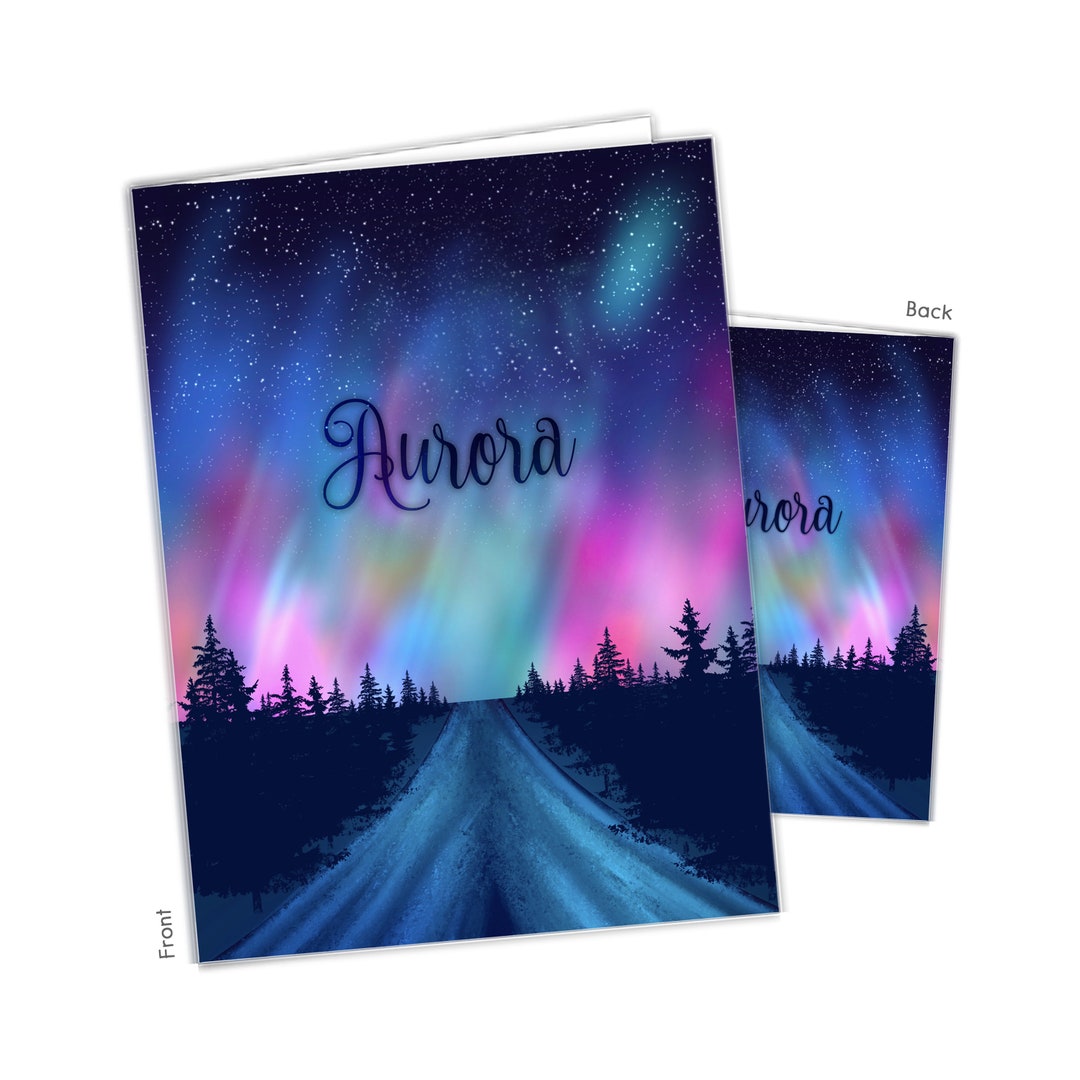 Aurora Borealis Northern Lights Personalized Folder 2 Pocket Back to ...