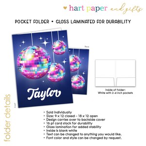 Retro Rainbow Disco Ball Personalized Folder 2 Pocket Back to School ...