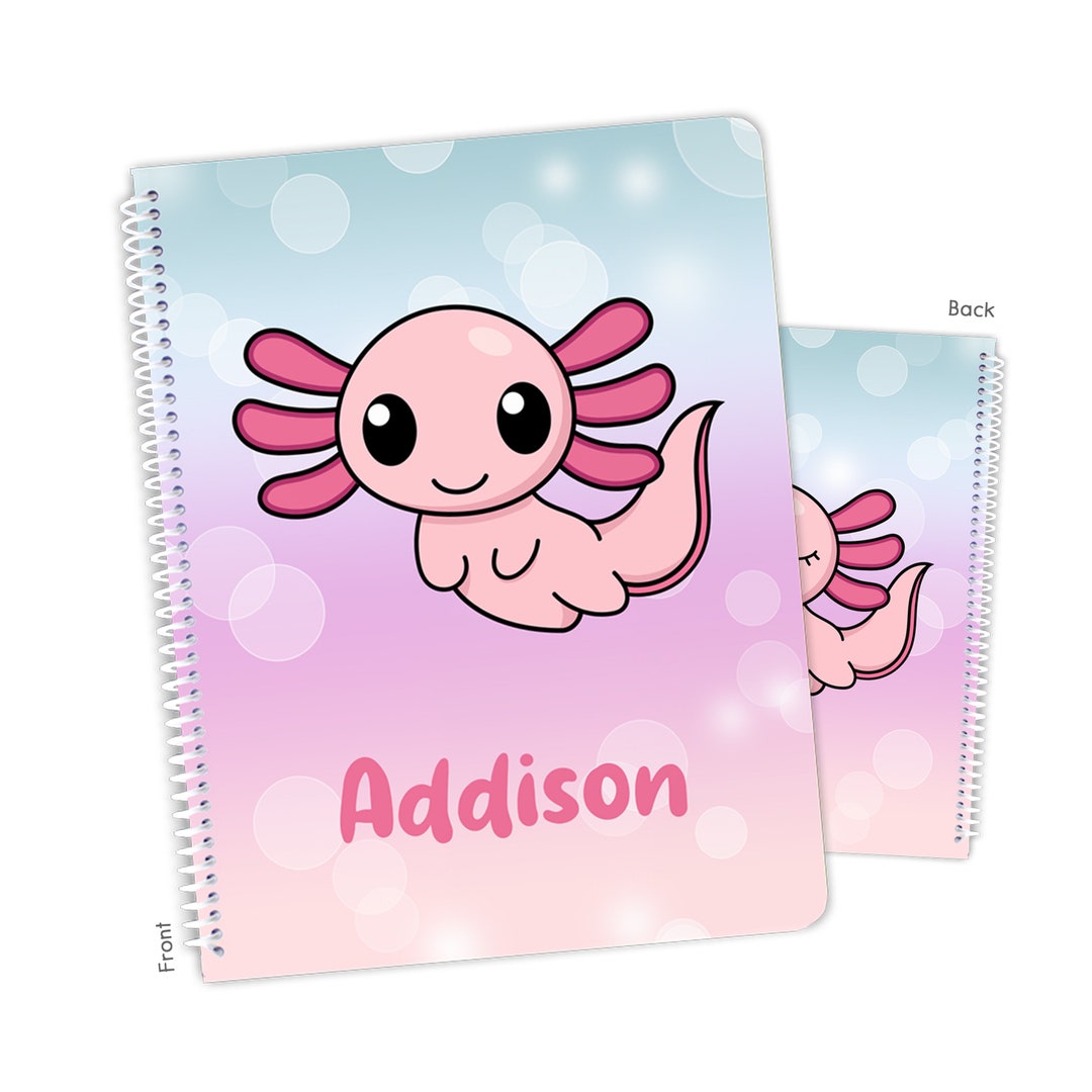 Axolotl Fish Rainbow Personalized Notebook Sketchbook • Custom Birthday ...