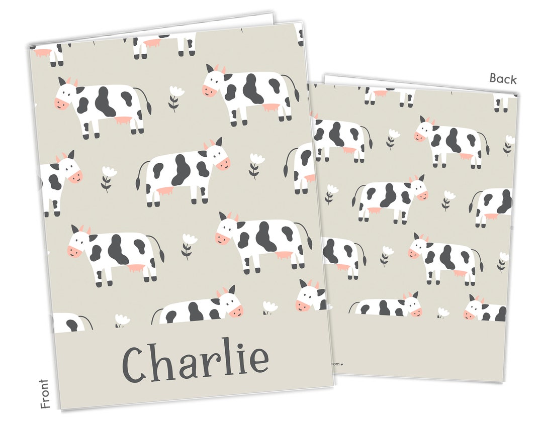 Farm Animals Cow Personalized Folder 2 Pocket Back to School - Etsy