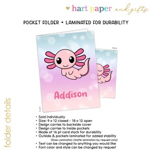 Axolotl Fish Rainbow Personalized Folder 2 Pocket Back to School ...