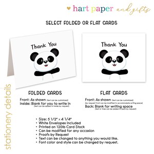 Panda Bear Thank You Personalized Cards • Folded Flat Card Stationery ...