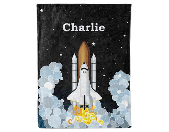 Rocket Ship Space Shuttle Space Blanket Minky Personalized | Etsy