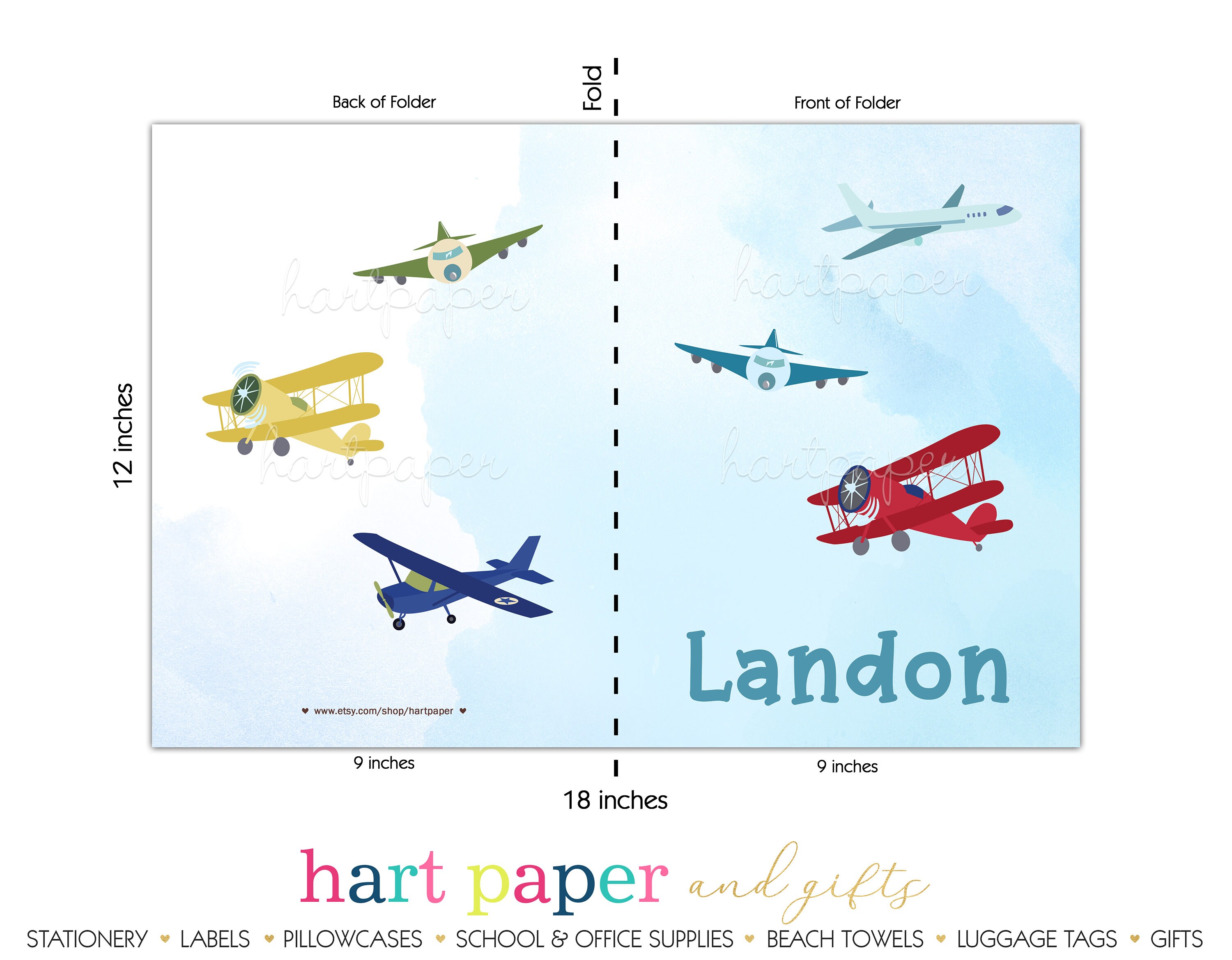 Airplane Air Plane Personalized Folder 2 Pocket School | Etsy