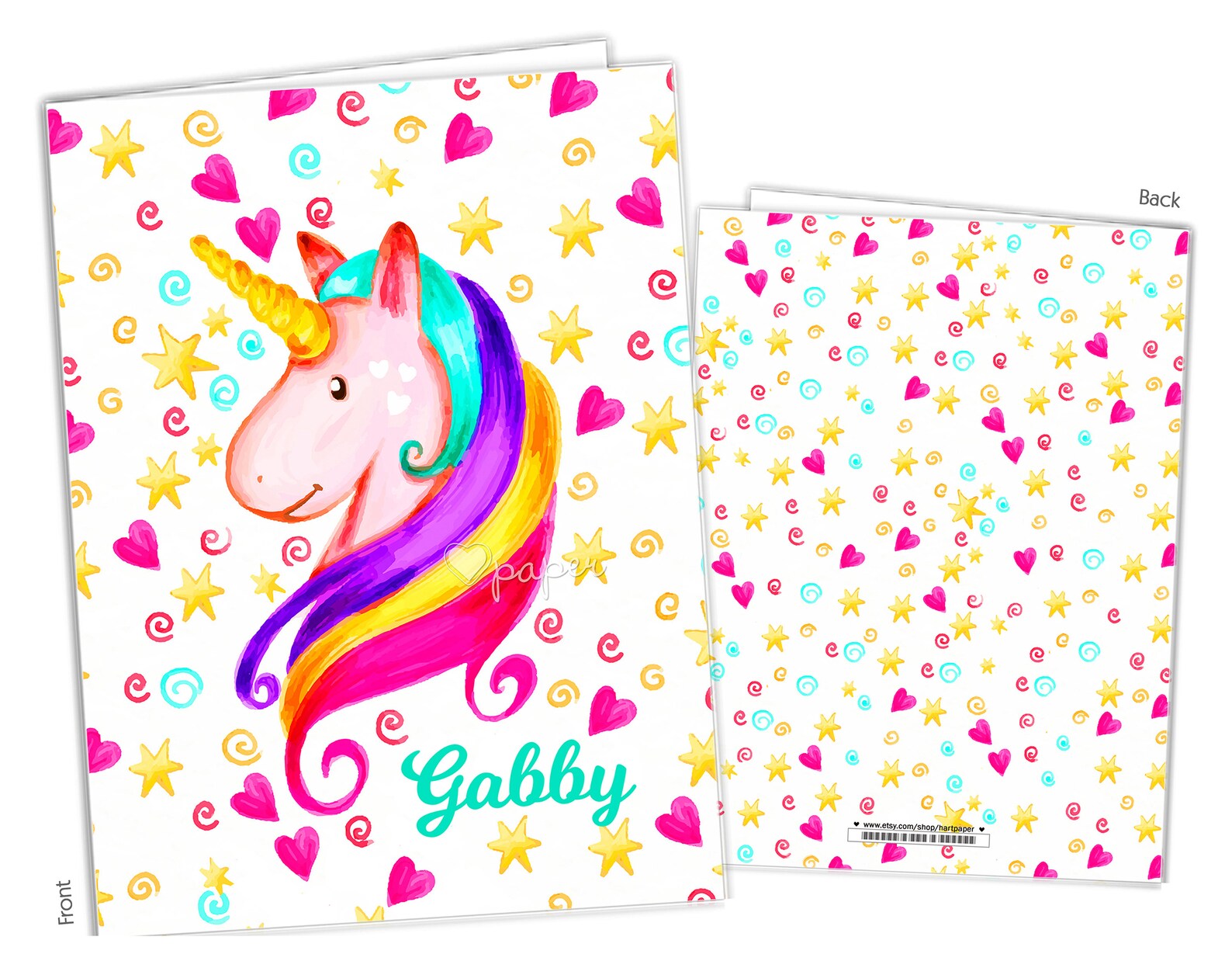 Rainbow Unicorn Personalized Folder 2 Pocket Back to School - Etsy