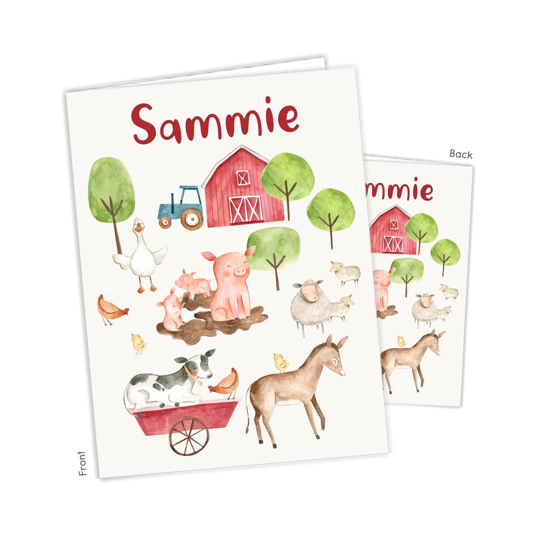 Farm Animals Cow Pig Personalized Folder 2 Pocket • Back to School ...