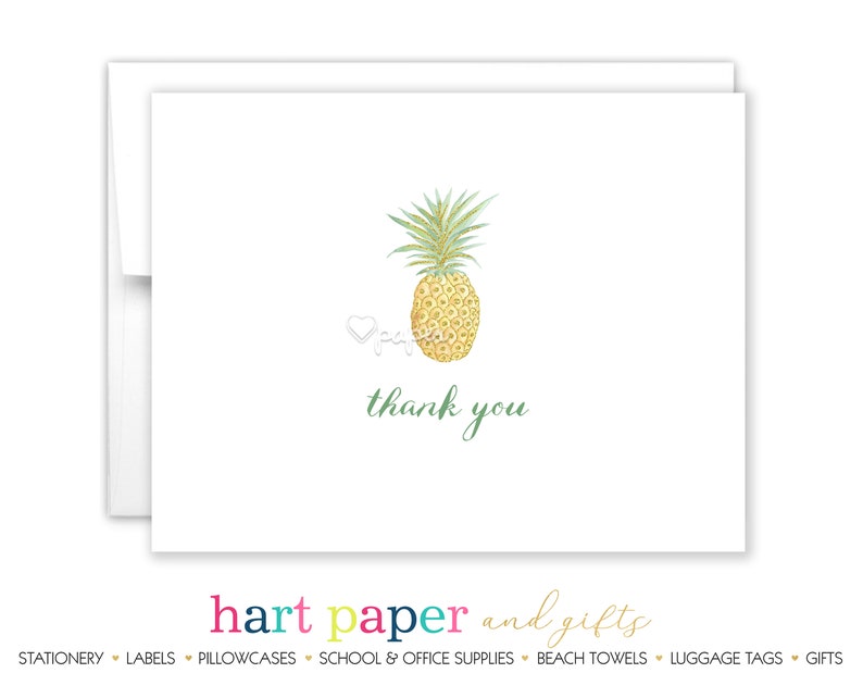Pineapple Thank You Personalized Cards Flat Folded | Etsy