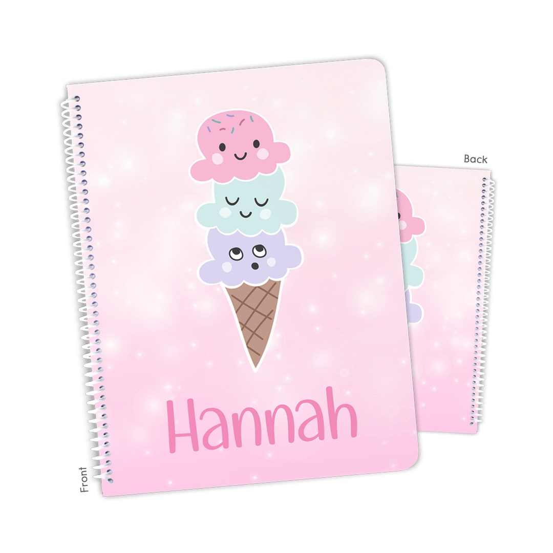 Rainbow Ice Cream Food Personalized Notebook Sketchbook • Custom ...