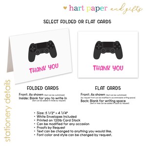 Video Game Gamer Thank You Personalized Cards • Folded Flat Card ...