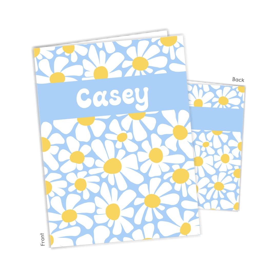 Retro Rainbow Daisy Flowers Personalized Folder 2 Pocket Back to School ...