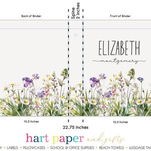 Wildflower Flowers 3 Ring Binder 2 Personalized Custom Gift Back to ...