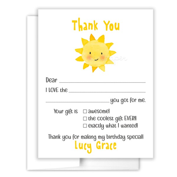 Sunshine Thank You Cards - Etsy