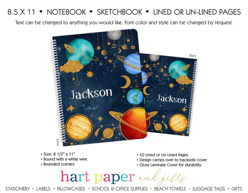 Outer Space Planets Solar System Personalized Notebook - Etsy