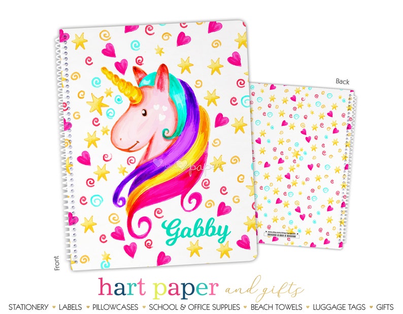 Unicorn Rainbow Personalized Notebook Sketchbook Custom Gift | Etsy