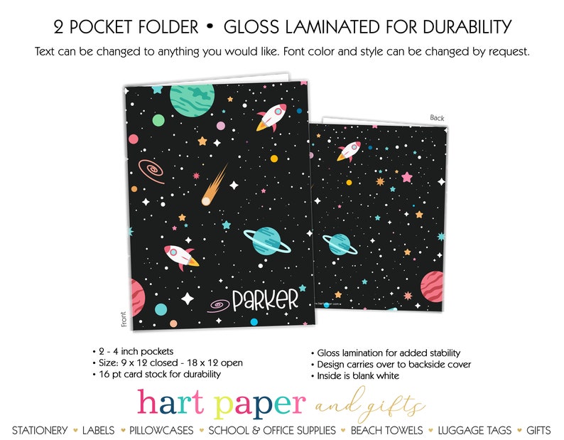 Planets Solar System Outer Space Personalized Folder 2 Pocket | Etsy