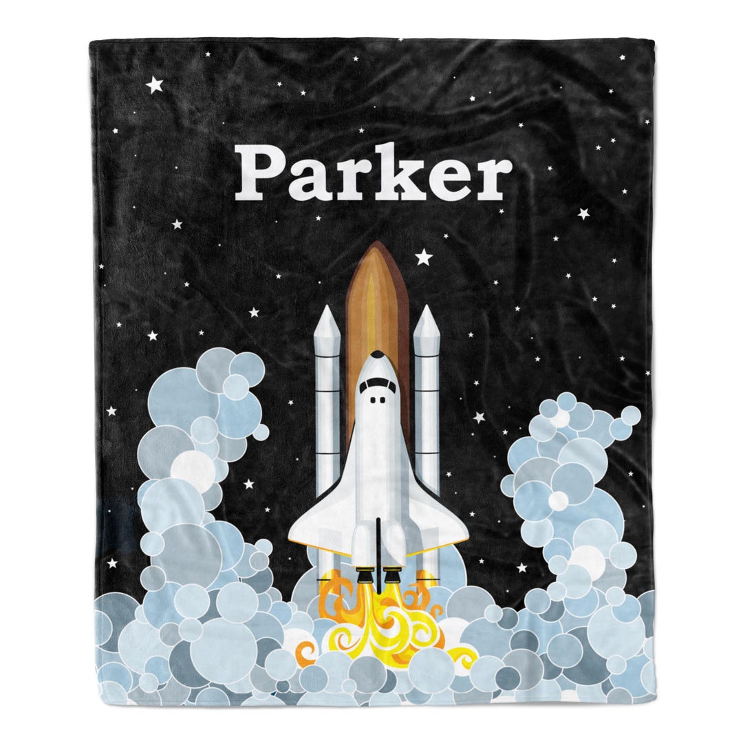 Rocket Ship Space Shuttle Space Blanket Minky Personalized • Custom ...
