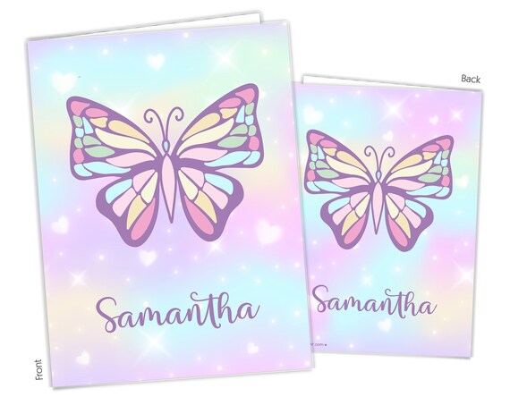 Butterfly Rainbow Personalized Folder 2 Pocket Back to - Etsy