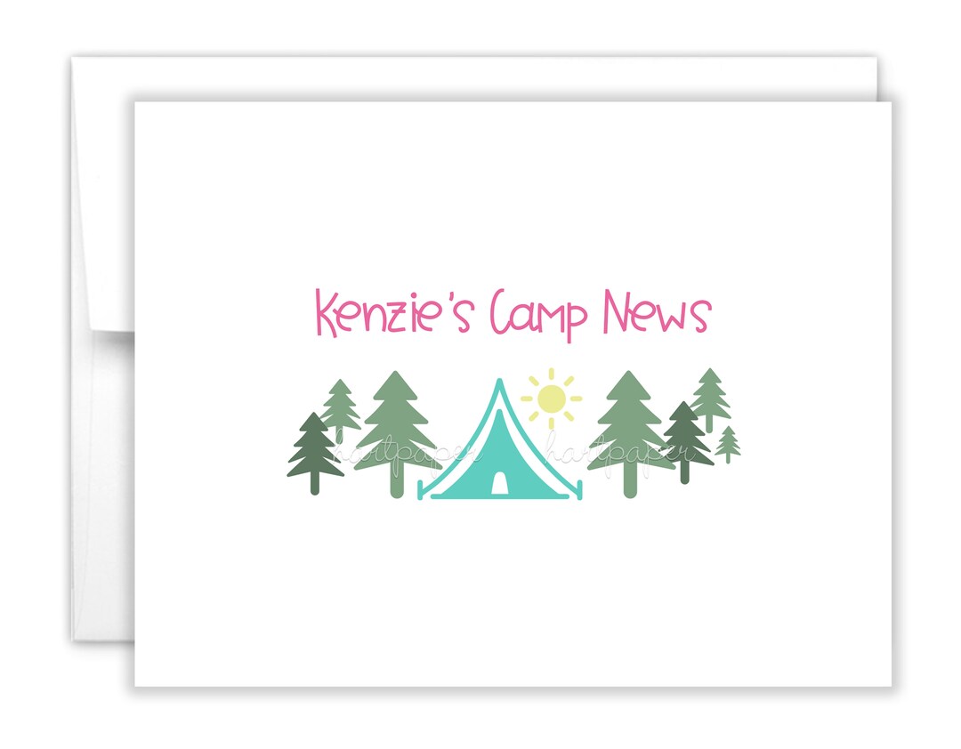 Camp News Tent Camp Camping Note Personalized Cards Summer - Etsy