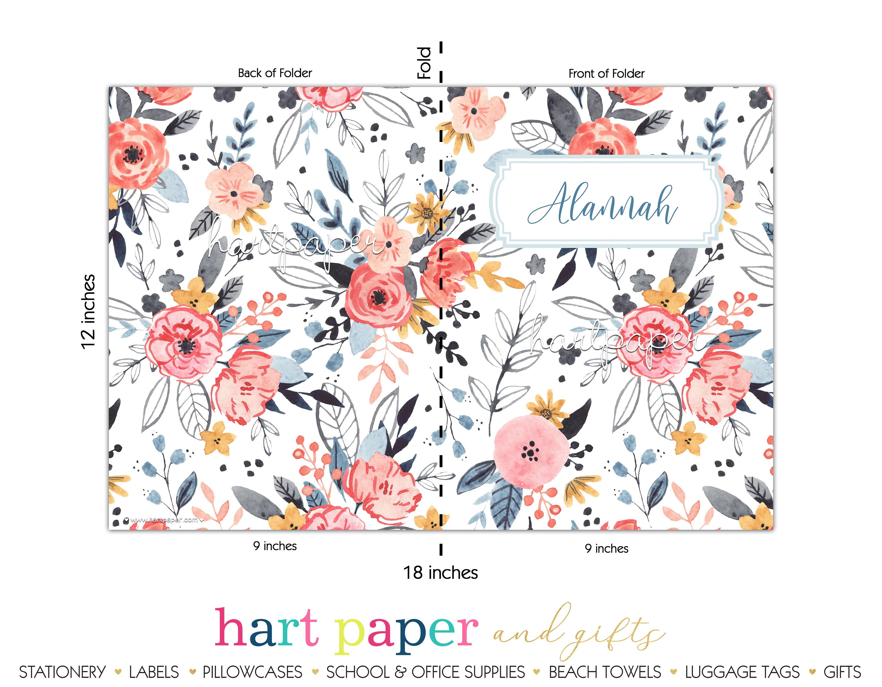 Flowers Personalized Folder 2 Pocket Back to School Supplies - Etsy