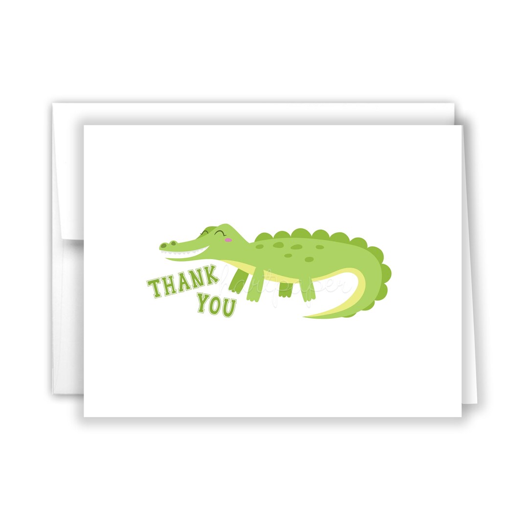 Alligator Crocodile Thank You Personalized Cards • Folded Flat Card ...