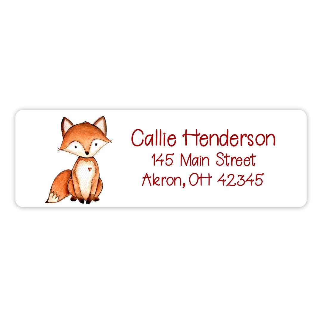 Fox Return Address Labels • Personalized Custom Printed Favor Self ...