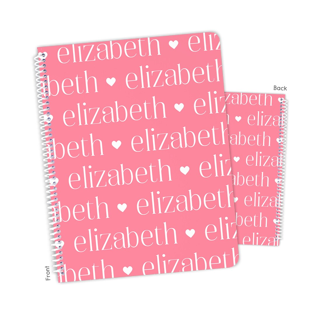 Repeat Name ANY COLOR Heart Personalized Notebook Sketchbook • Custom ...