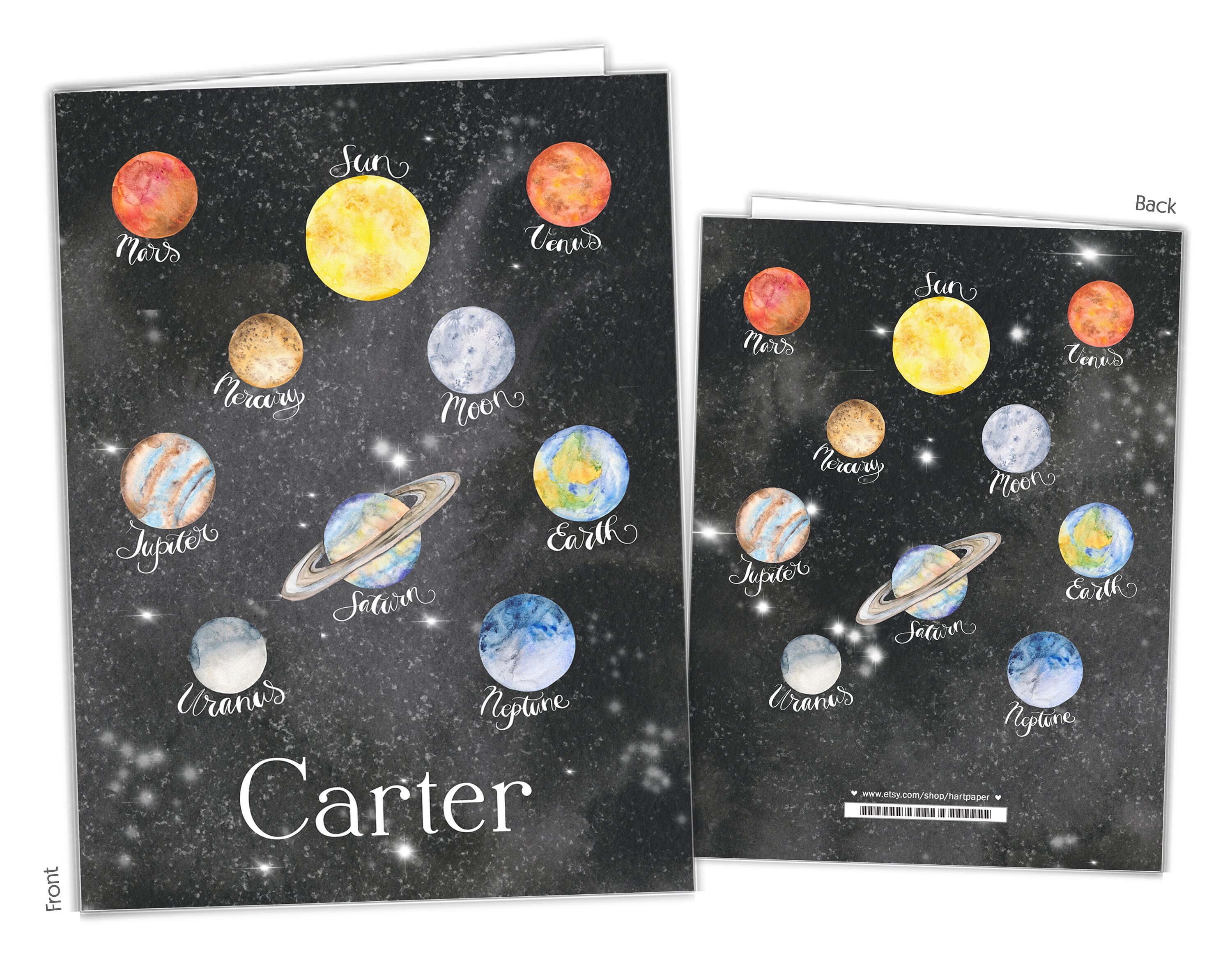 Planets Solar System Outer Space Personalized Folder 2 Pocket - Etsy