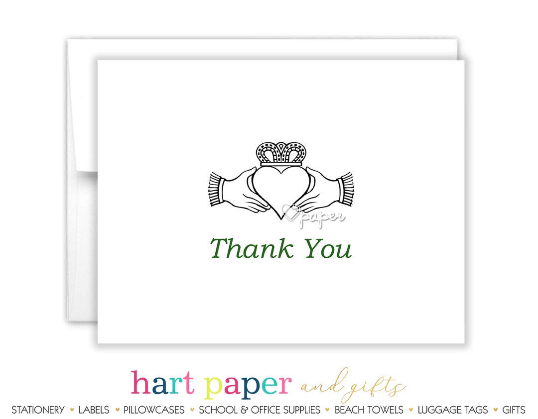 Claddagh Irish Celtic Thank You Personalized Cards Folded Flat Card ...