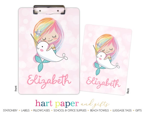 Mermaid Narwhal Unicorn Personalized Clipboard Back to - Etsy