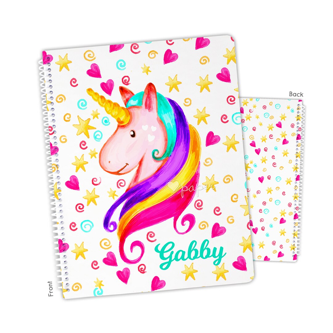 Unicorn Rainbow Personalized Notebook Sketchbook • Custom Birthday Gift