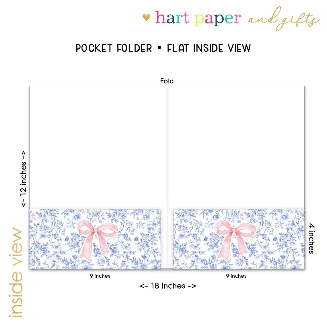 Blue Pink Toile Coquette Bow Chinoiserie Flowers Personalized Folder 2 ...