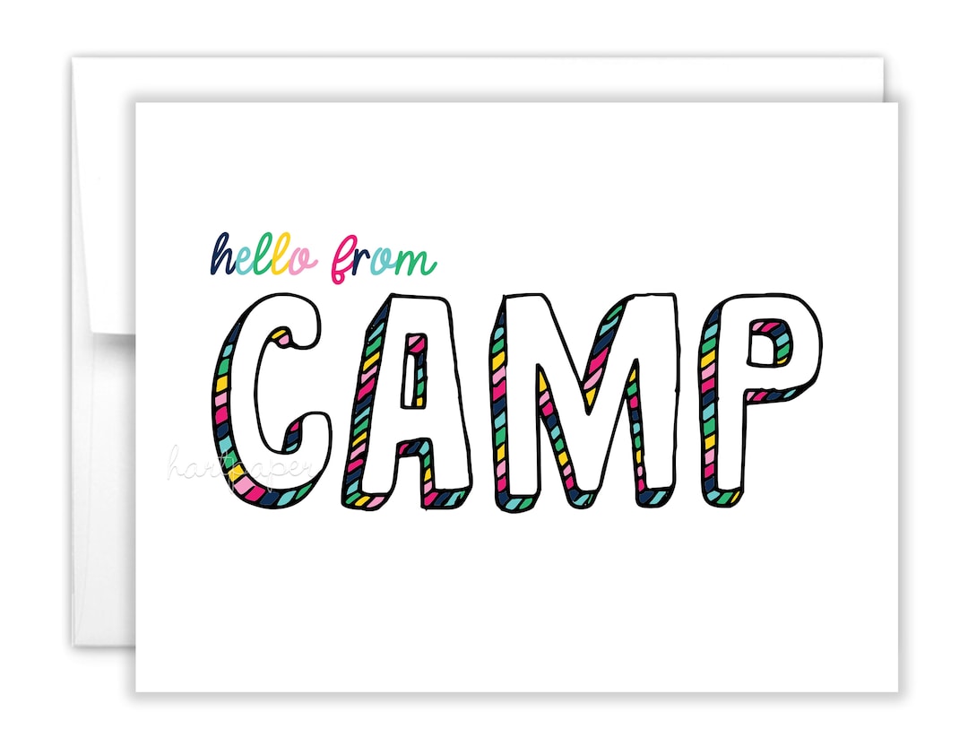 Rainbow Hello Camp Camping Note Personalized Cards Summer - Etsy