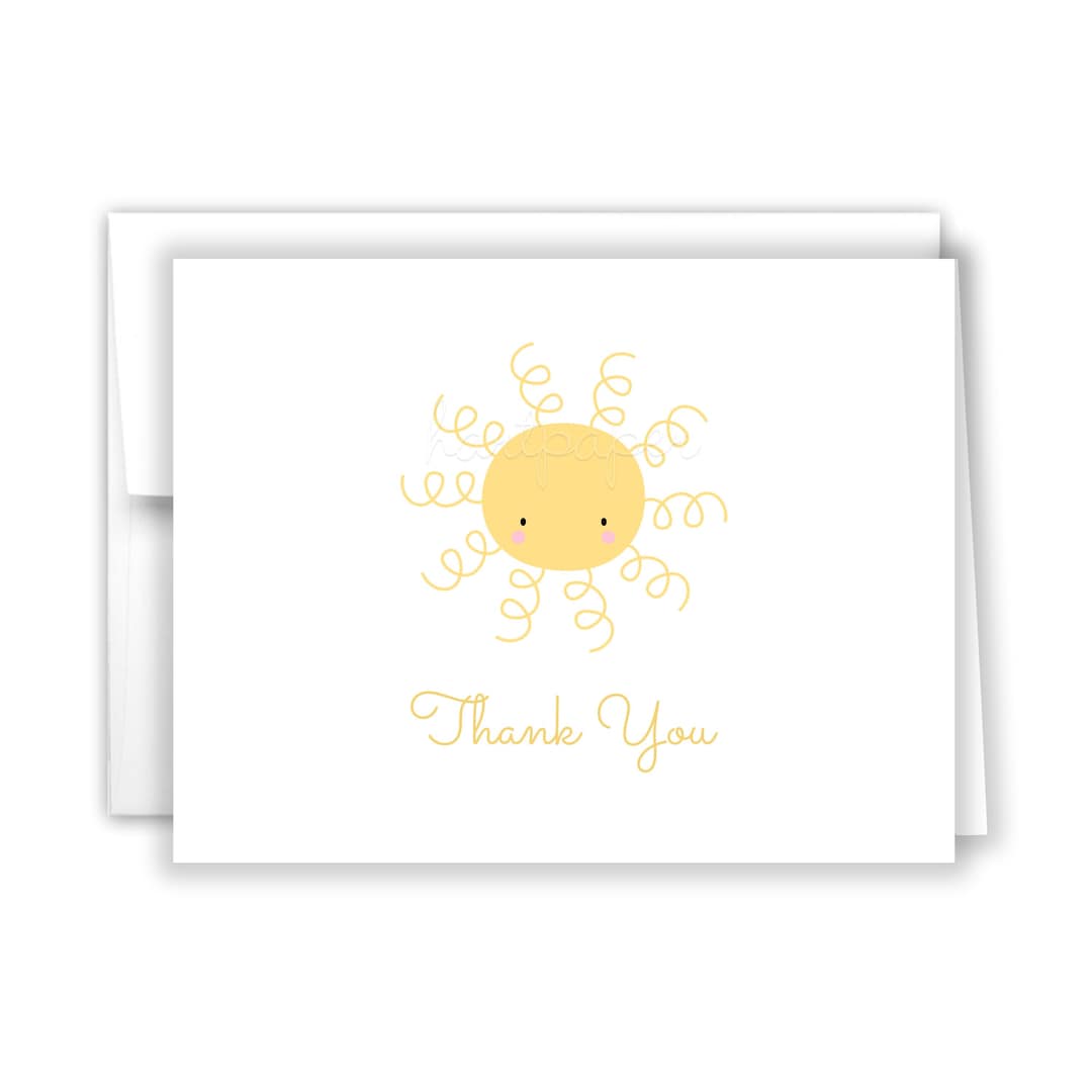 Sunshine Sun Thank You Personalized Cards • Folded Flat Card Stationery ...