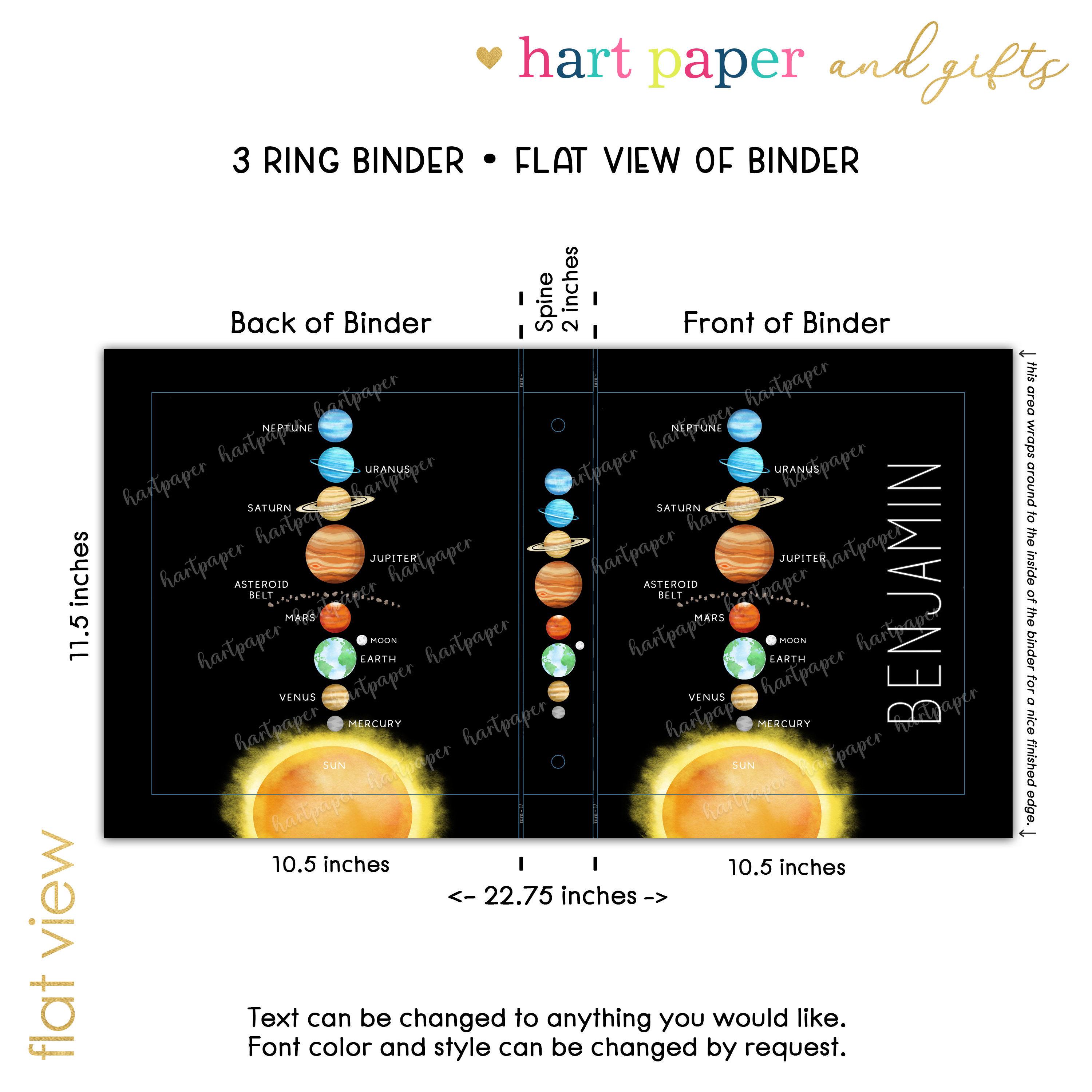 Solar System Planets Outer Space Galaxy Space Stars 3 Ring Binder 2 ...