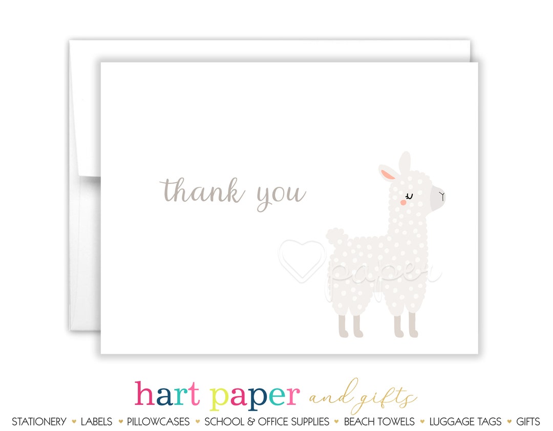 Llama Alpaca Thank You Personalized Cards Folded Flat Card - Etsy