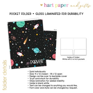Planets Solar System Outer Space Personalized Folder 2 Pocket - Etsy