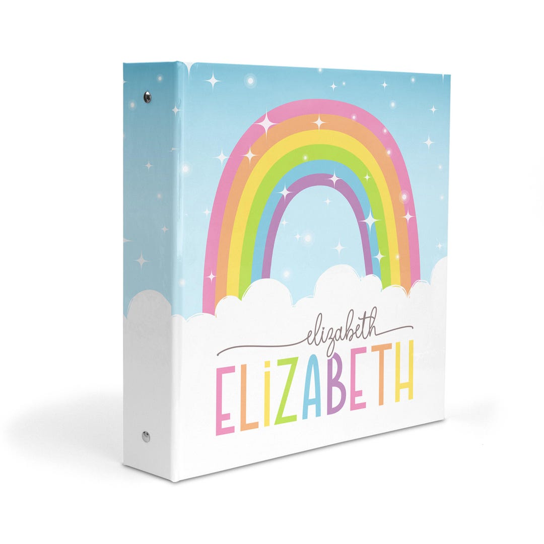 Rainbow 3 Ring Binder 2" Personalized Custom Gift Back to School ...