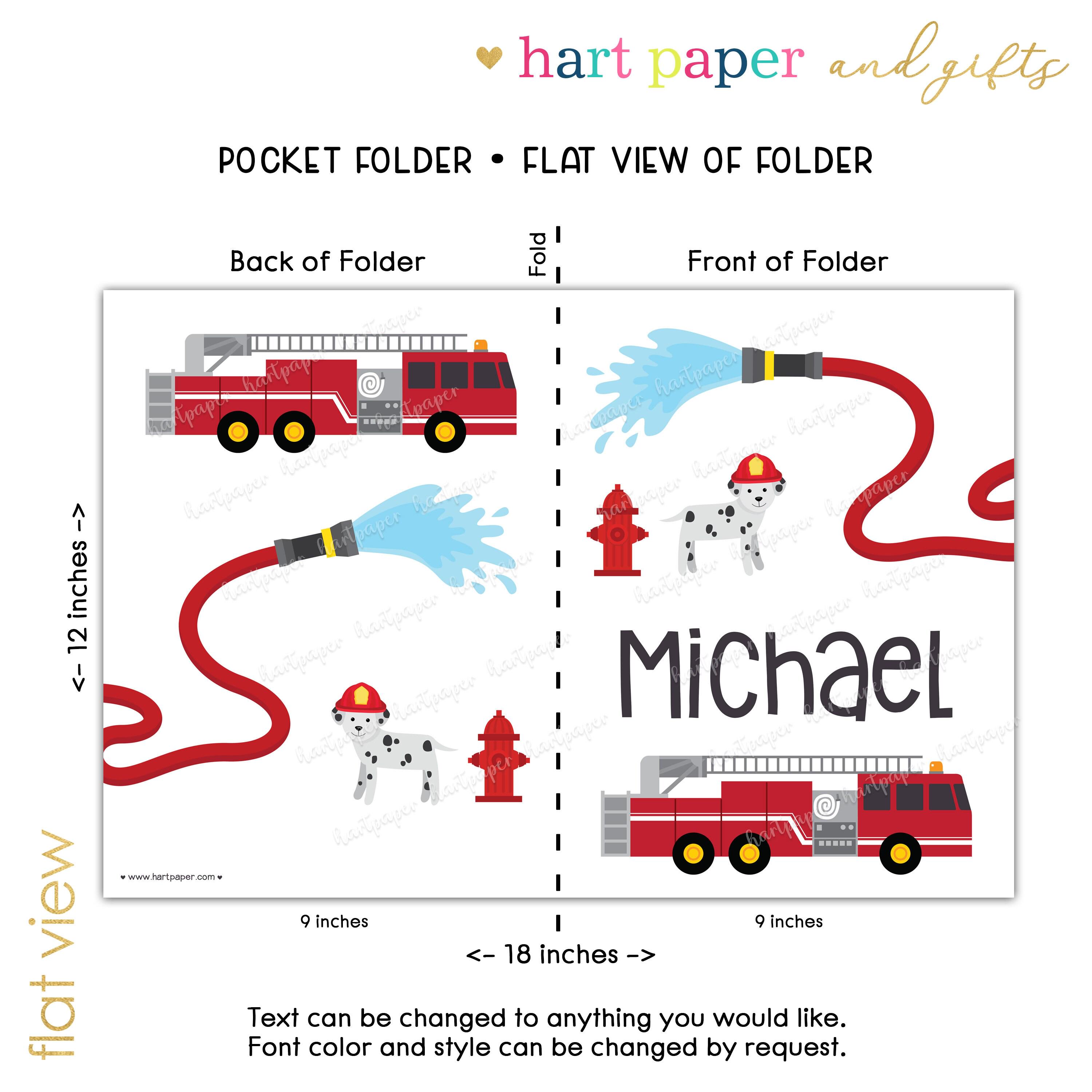 Firetruck Fire Truck Personalized Folder 2 Pocket • Back to School ...