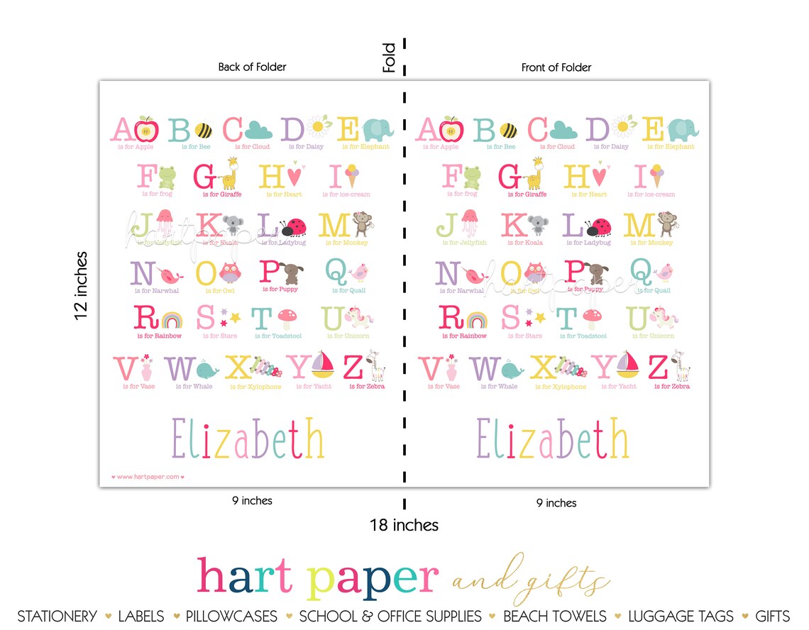 Alphabet Abc's Rainbow Personalized Folder 2 Pocket Back - Etsy
