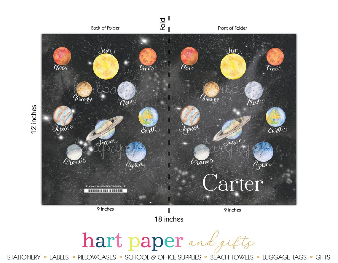 Planets Solar System Outer Space Personalized Folder 2 Pocket - Etsy