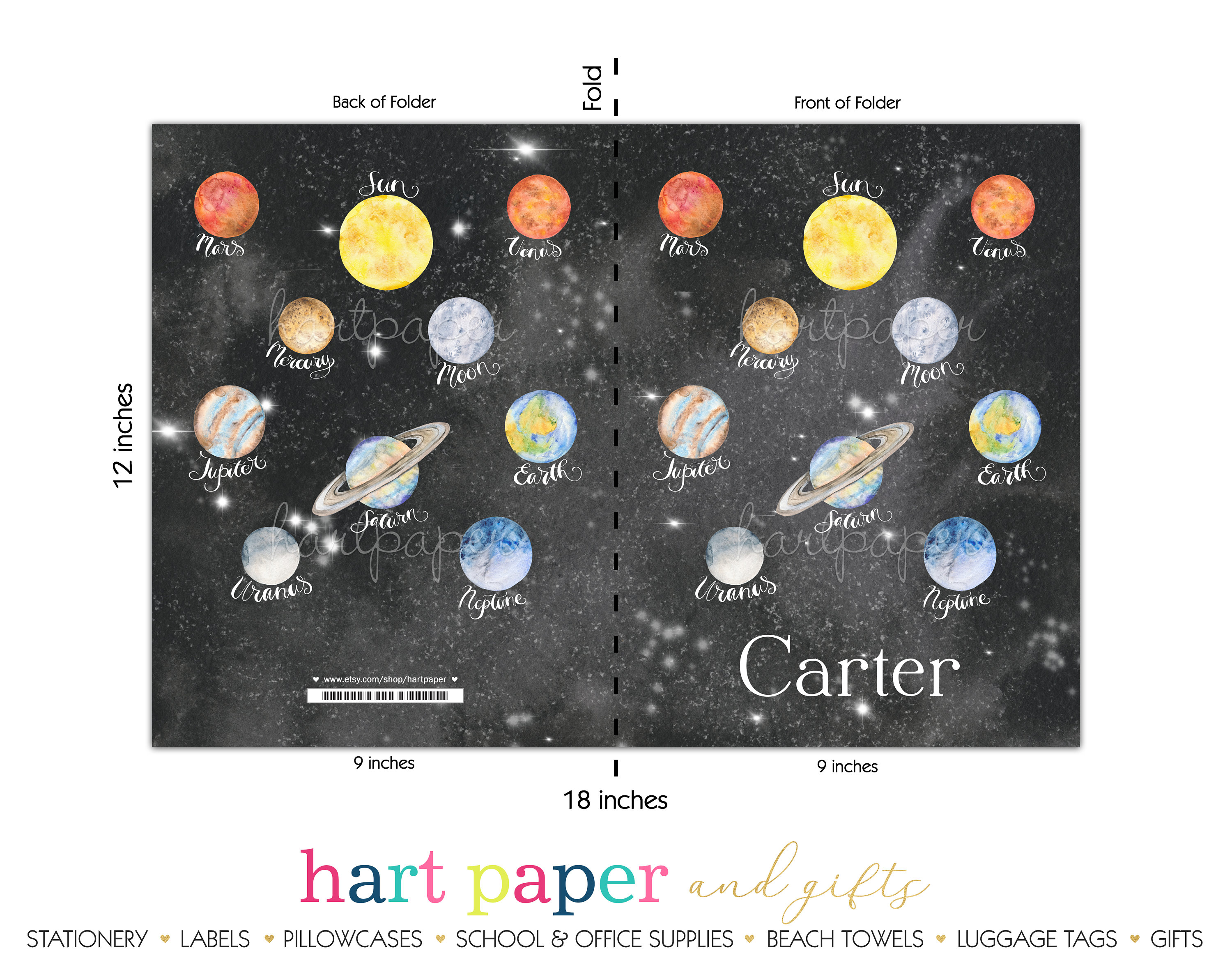 Planets Solar System Outer Space Personalized Folder 2 Pocket - Etsy
